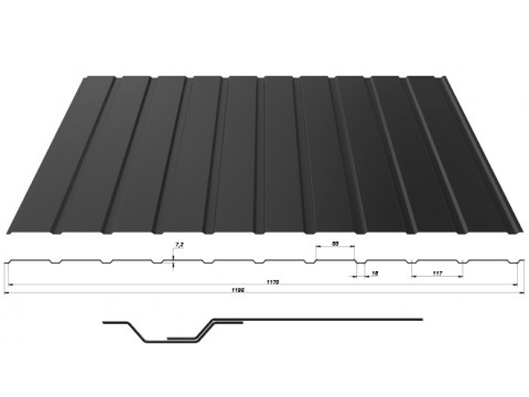 Trapézový plech Blachotrapez T7 0,5 mm, 1 m² :: ASTRECH